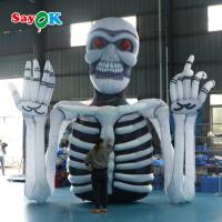 China Scary Giant Inflatable Halloween Skeleton with LED Lights for Outdoor Decor for sale
