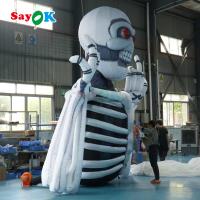 China Scary Giant Inflatable Halloween Skeleton with LED Lights for Outdoor Decor for sale