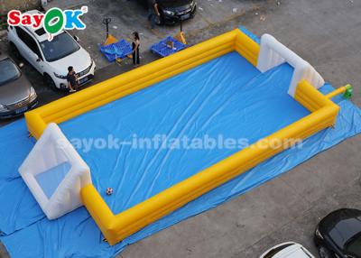 China Giant Inflatable Football Field 12x6m Yellow PVC Tarpaulin Sports Game for Park Play for sale