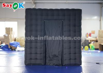 China Black Two Doors Cube Inflatable Photo Booth 2.5x2.5x2.5m with Air Blower LED Lights for sale