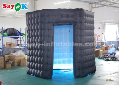 China Hexagon Inflatable Photo Booth 2x2.5m Black with 17 Color LED Light for Party for sale