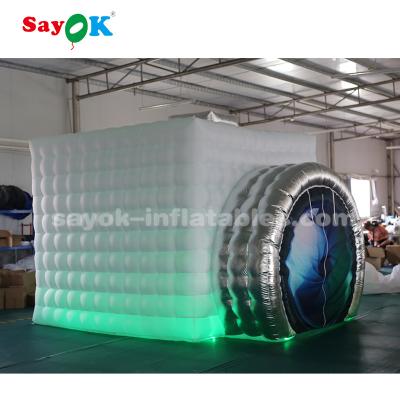 China Inflatable Photo Booth 3x2.7x2.5m White Silver Camera Shaped Party Tent for Trade Show for sale
