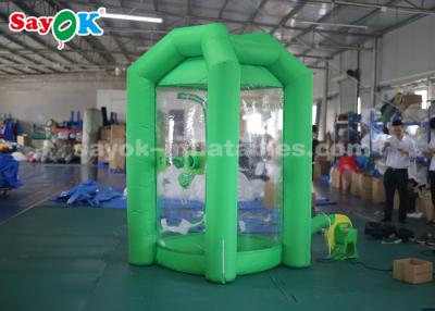 China Green Cube Inflatable Money Machine Booth 1.5x1.5x2.5m with Air Blower for Promotional Events for sale