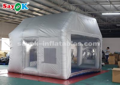 China Custom Inflatable Spray Paint Booth 3x3.65x3m with Filter System Silver Oxford Cloth for sale