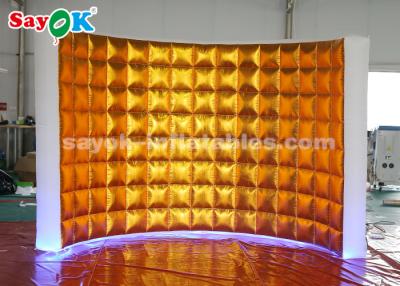 China Golden Oxford Cloth Inflatable Photo Booth Wall 3x1.5x2mH with LED Lights for Trade Show for sale