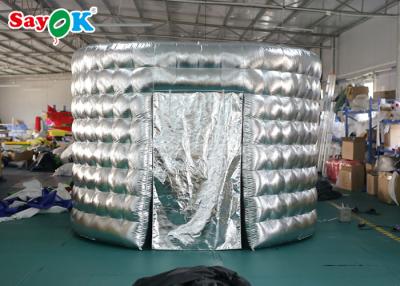 China Inflatable Photo Booth 3.3x2.5x2.4m Silver Black Oval Event Display with Blower for sale