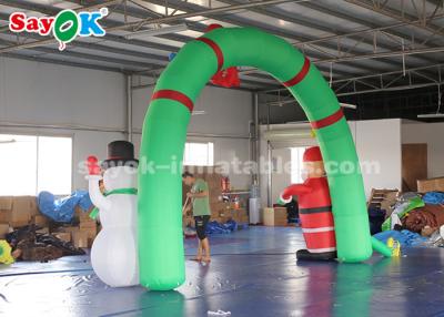 China Inflatable Santa Archway Door 5x4m Outdoor Christmas Decoration with Blower LED Lights for sale