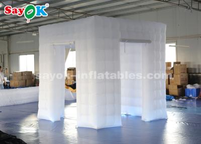 China Inflatable Party Tent 2.5m Cube Photo Booth with 17 Color LED Lights and 3 Doors for sale
