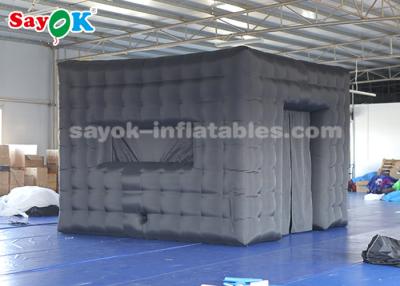China Inflatable Cube Tent 4x4x3m 210D Oxford Cloth Black Trade Show Tent for sale