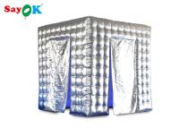 China Inflatable Photo Booth 2.5x2.5x2.5m Silver Oxford Cloth Party Tent with Blower and LED Light for sale