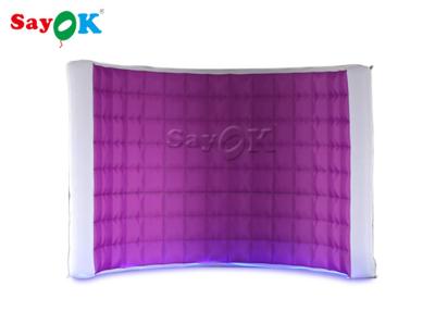 China Purple Inflatable Photo Booth Wall 3x1.5x2.3m LED Air Pump for Wedding Festival Advertising for sale