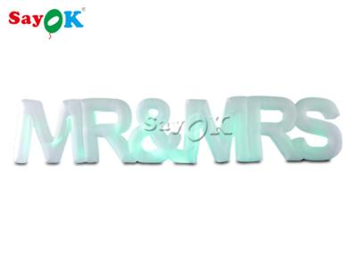 China 190T Nylon Cloth Inflatable LED Light Letters 6.17x1.2m White for Event Decoration for sale
