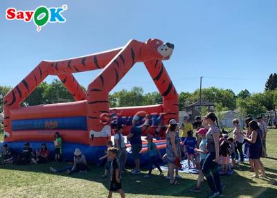 China Outdoor Red Inflatable Bouncer / Inflatable Trampoline Logo  Printed for sale