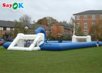 China Custom Inflatable Soap Soccer Field 5m x 10m Blue PVC Football Pitch for Kids Garden Play for sale