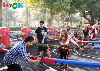 China Custom Inflatable Human Foosball Field 20x8m PVC Tarpaulin Team Competition Game for sale