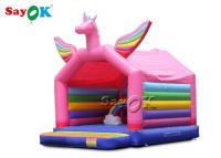 China Princess Pink Rainbow Unicorn Inflatable Bounce Castle 5x4m for Kids Commercial Grade for sale