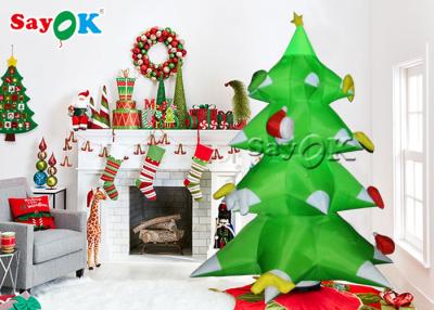 China Custom Inflatable Christmas Tree 2m with LED Lights Ornament Balls Stars for Party Decoration for sale