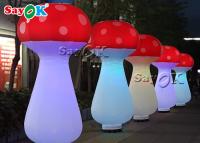 China 2.5m Red White LED Inflatable Mushroom for Music Festival Decoration with 12 Color Lights for sale
