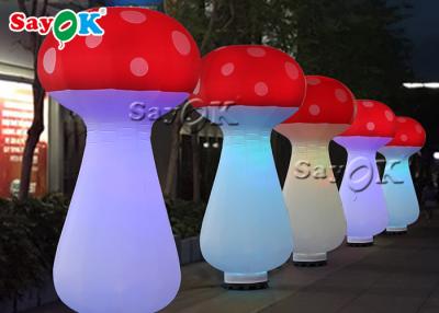 China 2.5m Red White LED Inflatable Mushroom for Music Festival Decoration with 12 Color Lights for sale