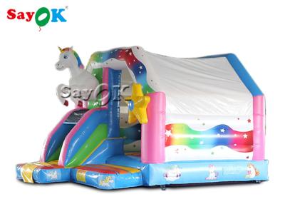 China Commercial Grade 4.9x3.9x3.3m Pink Unicorn Inflatable Bounce House for Kids for sale