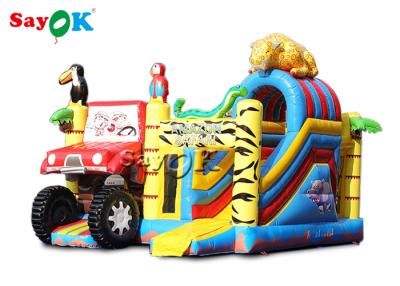 China Commercial Inflatable Bounce House with Slide 5.5x5x4.4m Kids Animal Theme for sale