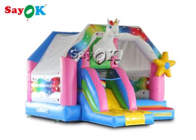 China Commercial Grade PVC Rainbow Unicorn Inflatable Bouncy Castle 5.1x3.86m for Kids Outdoor Play for sale
