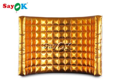 China Gold Curve LED Portable Inflatable Photo Booth Wall 3x1.5x2.4m for Party Wedding Advertising for sale