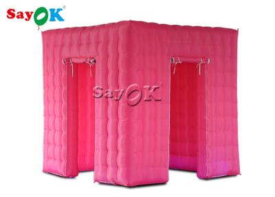 China Inflatable Photo Booth Tent 2.5m Pink Cube with Color Changing LED Lights for Party Wedding for sale