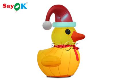 China 2m Yellow Oxford Cloth Inflatable Christmas Duck with Hat - Outdoor Holiday Decoration with Glow Feature for sale