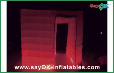China Inflatable Photo Booth 2.5x2.5x2.4m Two Doors Wedding Event Studio with LED Lights for sale