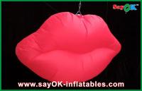 China Red LED Hanging Inflatable Lips Decoration 2m Height Custom Size for Stage Party for sale