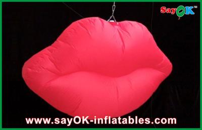 China Red LED Hanging Inflatable Lips Decoration 2m Height Custom Size for Stage Party for sale