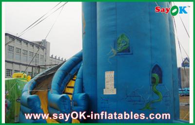 China Customized Blue PVC Inflatable Bounce House with Slide for Toddlers 0.55mm 18oz for sale
