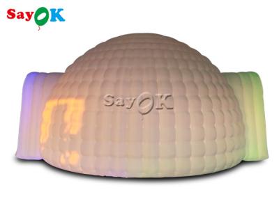 China Inflatable Igloo Tent 6x5x3.2m Oxford Cloth White LED Dome Tent for Party Event for sale