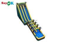China Large 20x5.1x7.9m Multi-Channel PVC Inflatable Water Slide with Pool - 0.55mm Flame-Retardant Material for sale