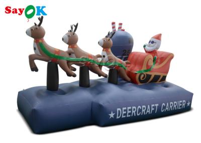 China Custom 2.5m Inflatable Santa with Three Reindeer Pulling Cart Christmas Decoration for sale