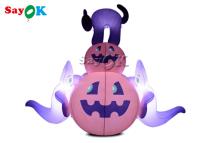 China OEM Inflatable Halloween Decor Airblown Pumpkin Black Cat with White Ghost 5ft for sale