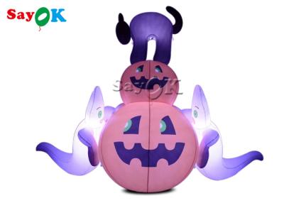 China OEM Inflatable Halloween Decor Airblown Pumpkin Black Cat with White Ghost 5ft for sale