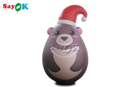 China Custom Portable PVC Inflatable Teddy Bear with Christmas Hat for Advertising 1.5m for sale