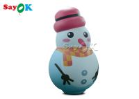 China White Inflatable Snowman Balloon with Pink Hat 1m Indoor Outdoor Ornament for sale