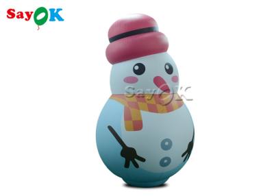 China White Inflatable Snowman Balloon with Pink Hat 1m Indoor Outdoor Ornament for sale
