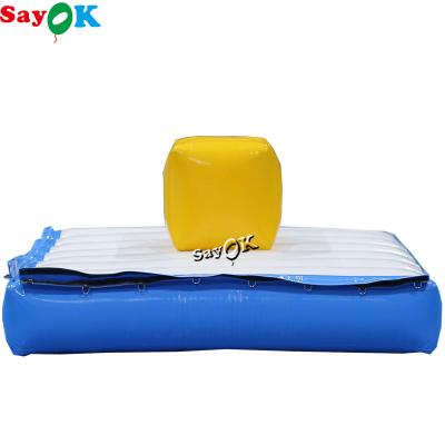 China Custom 2x2m Inflatable Water Trampoline Blue Cube Blow Up Bounce Pad for Backyard Pool Lake Fun for sale