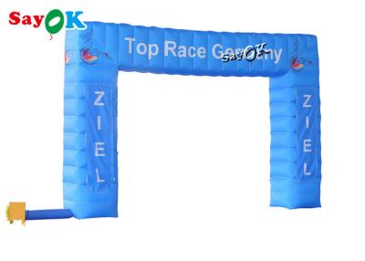 China Inflatable Rainbow Arch 4x3m Blue Oxford Cloth Race Arch with Air Blower Logo Printing for sale