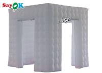 China White Inflatable Photo Booth Tent 2.5m Portable 3 Door Cube Event Display with LED Light for sale