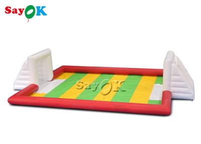 China Inflatable Soccer Field 10x7m Red PVC Commercial Sports Game for Party Carnival for sale