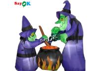 China ​4x6ft Led Lighting Inflatable Halloween Witch With Cauldron for sale