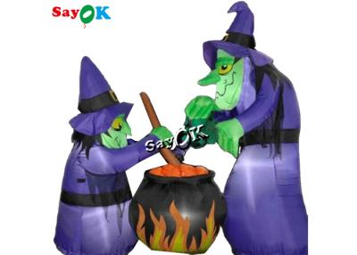 China ​4x6ft Led Lighting Inflatable Halloween Witch With Cauldron for sale