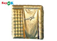 China Inflatable Photo Booth Backdrop 2.4m Gold Arc with LED Lights and Blower for sale