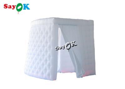 China Customized White Inflatable Photo Booth 2.4x2.4x2.4m Double Door for Party Event for sale