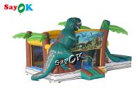 China Custom 7x5x4m Jurassic Dinosaur Inflatable Bounce House Water Slide for Kids Playground for sale